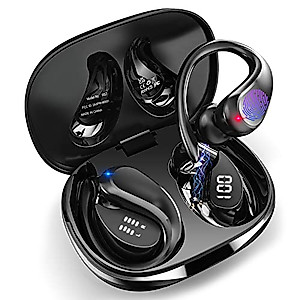 Wireless Earbuds Bluetooth 5.3 Headphones 40hrs Play Sport Headphones with Dual LED Display, Bluetooth Earbuds IP7 Waterproof with Earhooks, Touch Control Ear buds with Immersive Sound for Workout