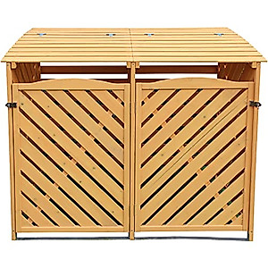Hanover Outdoor 4.9 ft. x 4 ft. Wooden Trash Bin and Recyclables Storage Shed Natural