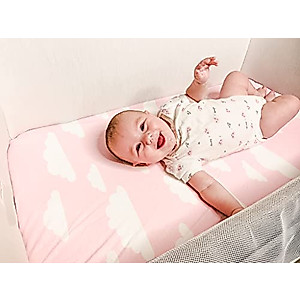 Bassinet Bed Sheets – Premium Bassinet Fitted Sheets 4 Pack – 100% Jersey Knit Cotton Cradle Sheets – Bassinet Bedding for Standard Size Oval or Halo Bassinet Pads – Bassinet Sheet for Girl