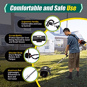 Outdoor Hand Held Gas Power Broom, 52cc Gasoline Power Broom Walk Behind Sweeper Cleaning Driveway Tools High Performance Cleaner 2.3HP 1.8M (US Stock)