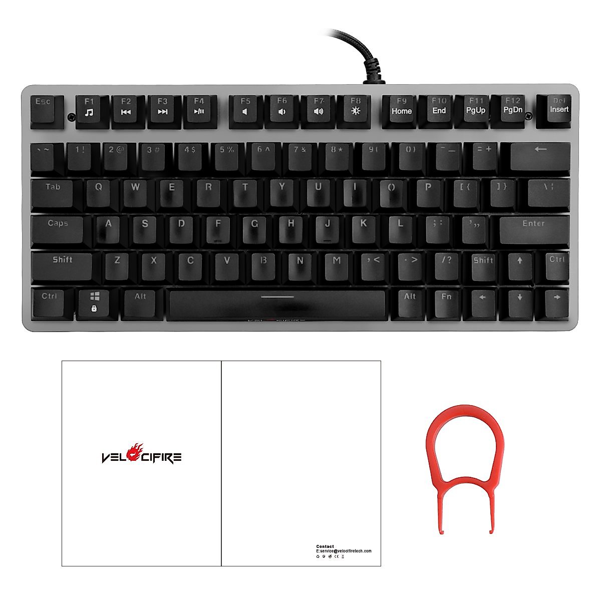 VELOCIFIRE Tenkeyless Mechanical Keyboard Mini, 78-Key Compact Ergonomic, Outemu Brown Switches Backlit and Double-Shot ABS Keycaps for Copywriter, Typist and Programmer