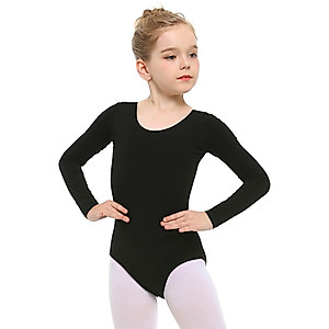 Stelle Girls Long Sleeve Team Basic Leotard Ballet Dance Gymnastics (Toddler/Little Kid/Big kid) (Black,6 Years)