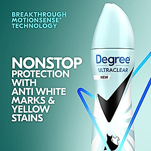 Degree UltraClear Antiperspirant Deodorant Dry Spray Anti White Marks and Yellow Stains Black+White Deodorant for Women 3.8 oz