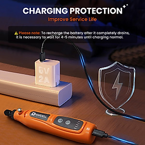 HARDELL Mini Cordless Rotary Tool 3.7V, 5-Speed Rotary Tool Kit with 43 Accessories, Type-C Charging Power Rotary Tool for Engraving, Sanding, Polishing, Drilling, Grinding, Small DIY Crafts