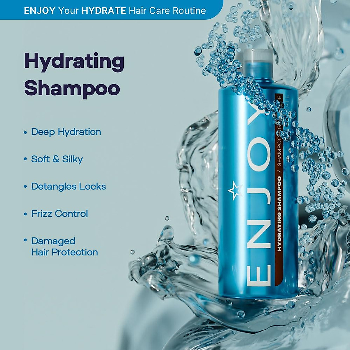 Enjoy Hydrating Shampoo 10.1 Fl Oz 300 mL | Eliminates Frizz & Detangles Dry, Brittle or Chemically Treated Hair | Color-Safe | pH 4.5-5.5 | Sulfate-Free