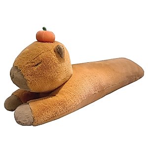 Hofun4U Capybara Plush Pillow, Capybara Stuffed Animal with Persimmon Plush, Capybara Plush Long Body Pillow (35 inch)