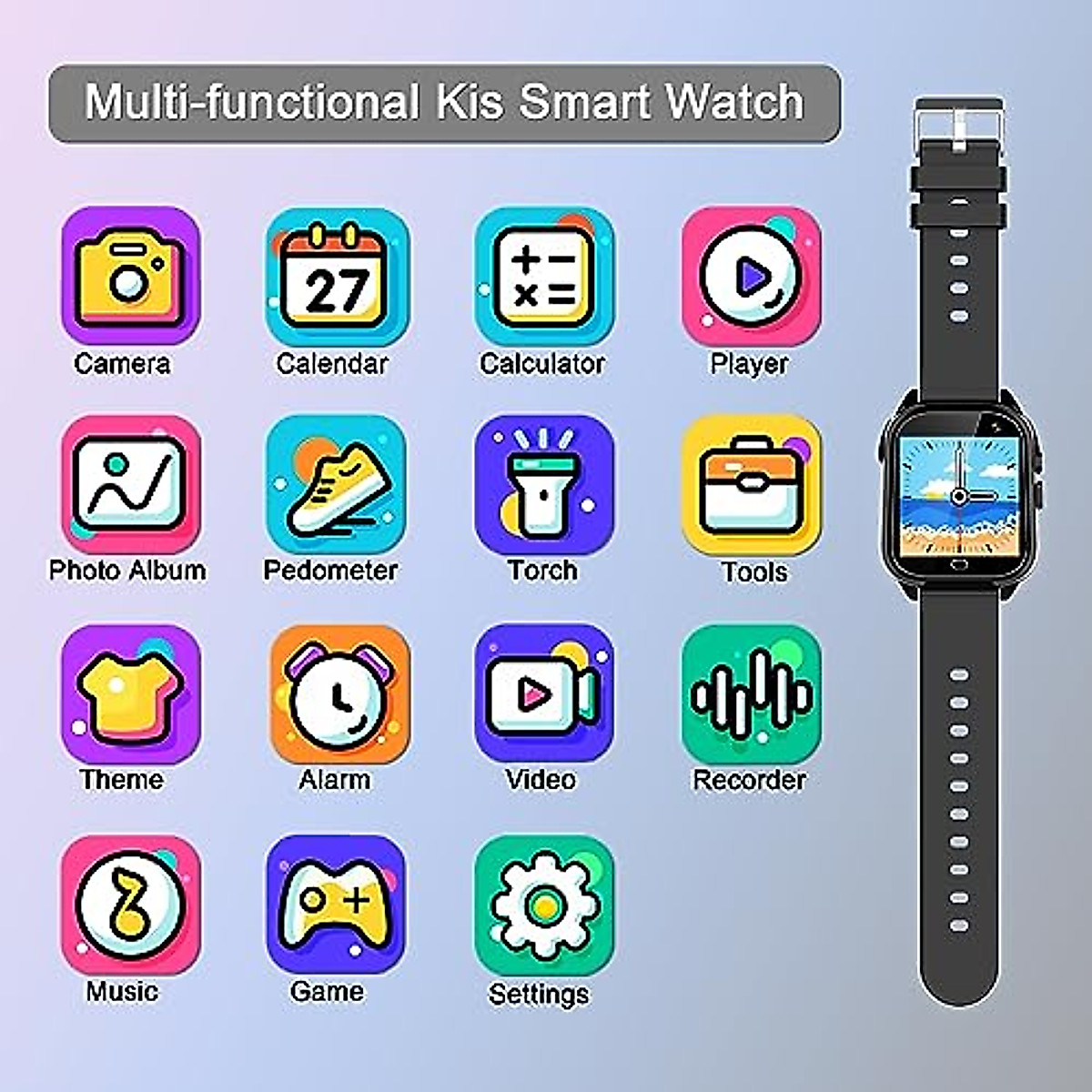 Smart Watch for Kids Boys,Kids Watches for 4-12 Year Old Educational Toys Gifts for Boys HD Touchscreen Kids Games Watch with 26 Puzzle Games Camera Video Torch Alarm Clock Music Pedometer Calculator