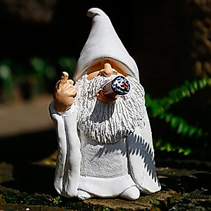 BBdis Funny Garden Gnome Statue,5.9in Naughty Mini Smoking Middle Finger Gnomes Statue for Fairy Garden,Indoor or Outdoor Lawn Garden Christmas Decorations Housewarming Garden Gifts