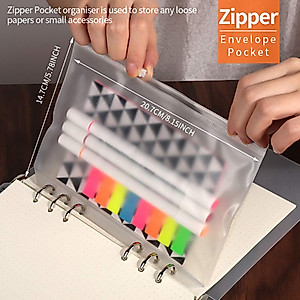 LEOBRO Refillable A5 Notebook Set, 2 Pack A5 Dotted Filler Paper, 320 Pcs Index Tabs, with Binder Pocket, 3-Pocket Loose-Leaf Bags, Ruler Marker, Paper Refill for 6-Ring A5 Binders Planner Notebook