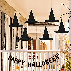 Aneco Costume Headwear 12 Pcs Halloween Witch Hats, Black, One Size, Costume Accessory Caps, Floating Home Yard Porch Decor for Party