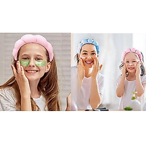 SINGEWOW 6 Pack Spa Sponge Headbands for Washing Face,Skincare Headbands,Makeup Headband, Terry Cloth Headband Bubble Soft Puffy Headband for Women and Girl