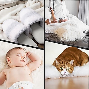 White Faux Fur Fabric 10x20inch Pre-Cut Craft Fake Fur Fabric for for Crafts,Costume,Camera Floor,Gnomes,Decoration Plush Fabric，Fur for Therian Mask for Christmas Halloween DIY(White)