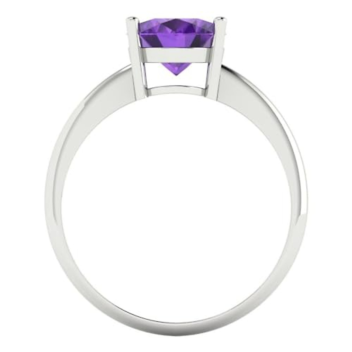 Clara Pucci 2.5ct Oval Cut Solitaire Natural Purple Amethyst Engagement Wedding Bridal Promise Anniversary Ring 18K White Gold Size 3.75