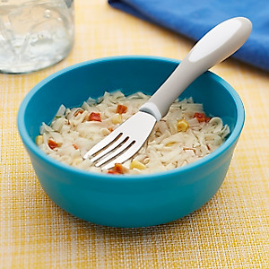 ECR4Kids-ELR-18104 My First Meal Pal Toddler Forks, BPA-Free and Dishwasher Safe Utensils for Babies and Kids, Children's Flatware for Self-Feeding, White/Light Grey (3-Pack)