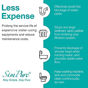 SimPure 5 Micron 10" x 2.5" Whole House CTO&PP Water Filters, Standard Whole House and 3-stage RO Filter Replacement Cartridge