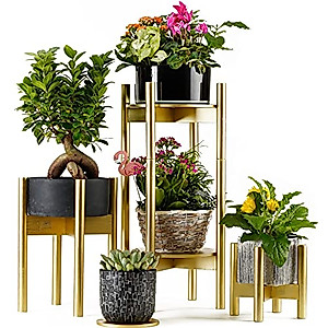 ZPirates Golden Tall Plant Stand Indoor - Tall 26-inch, 12-inch Wide Top - Holder for Small and Large Planter Pots and Flower Vases