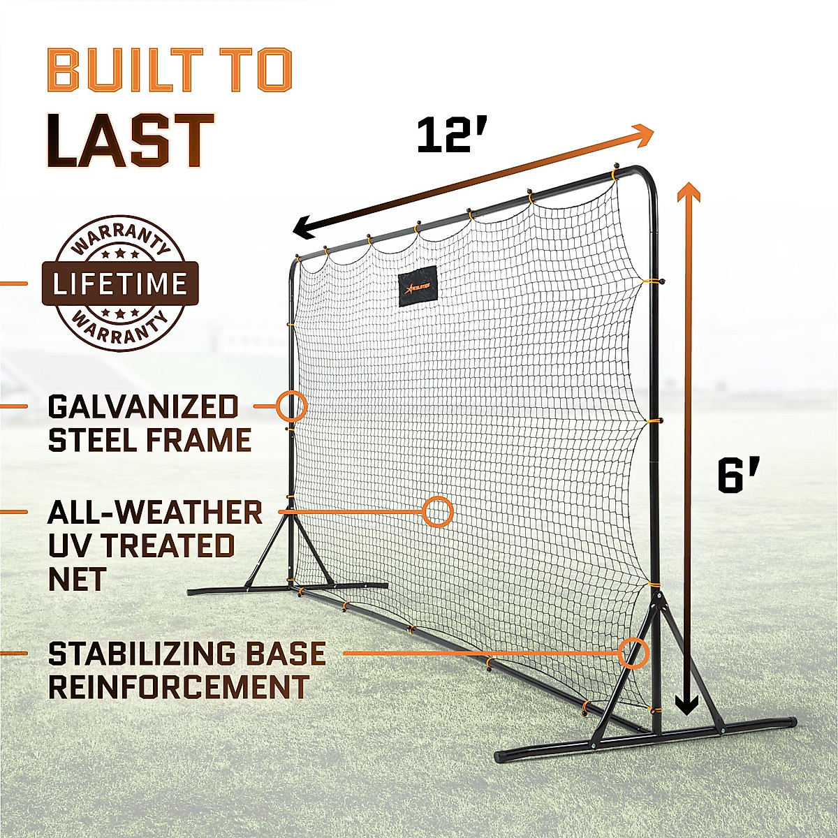Soccer Rebounder Net Feet Practice Soccer Training Equipment | Portable, Easy Assembly, Steel Frame | Perfect for Practicing Backyard Volley, Solo Training,Kickback, Passing, Pitchback (12x6 Feet)