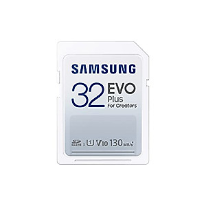 SAMSUNG EVO Plus Full Size 32 GB SDHC Card 130MB/s Full HD & 4K UHD, UHS-I, U1, V10 (MB-SC32K/AM)