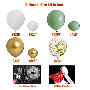 Oopat DIY Sage Green and White balloon Garland Arch Kit for Baby Shower Bridal Shower Wedding Birthday Hen Party Christmas Decoration (Sage Green)