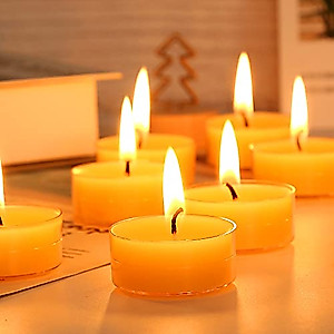 LJQizn 24pcs Natural Beeswax Tealight Candles Handmade Decorative Unscented Pure Beeswax Tea Lights（ Perfect for Birthday Party ,Wedding, Spa, Home Decor)