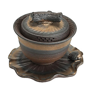 MULHUE Handmade Ceramic/Pottery Teacup 5.8oz/170ml Gaiwan Vintage Tea Cup Comprised of Cup, Saucer and Lid Sancai wan tea set teapot kungfu tea set