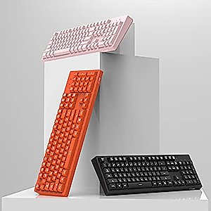 KOqwez33 Portable Advanced Keyboard for Notebook Computer, 104 Key Pink Button Switch Office Growing Gaming Mechanical Keyboard for DKS100 - Pink