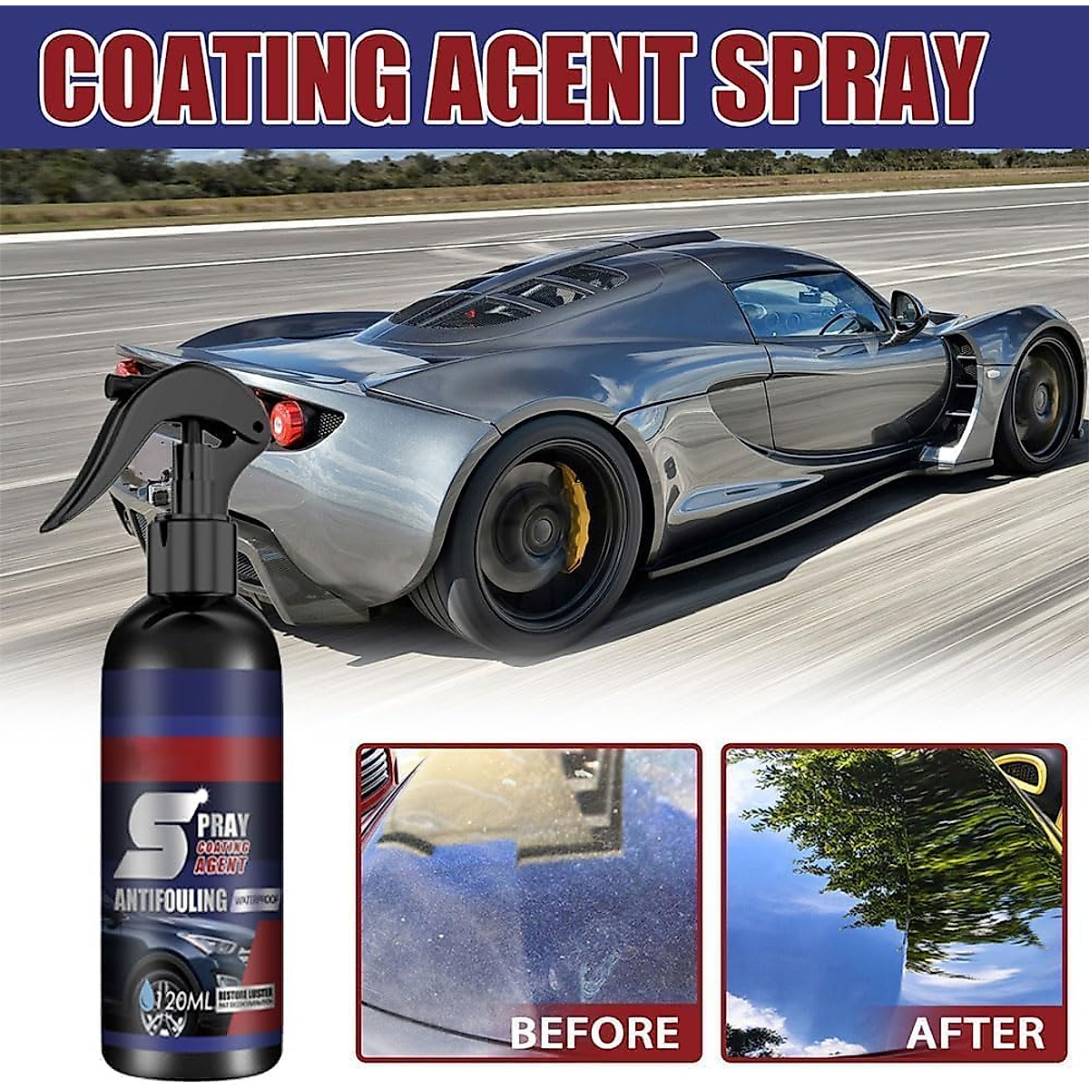 ZMPDJG 2023 New Multi-functional Coating Renewal Agent, Car Coating Agent Spray, 3 in 1 High Protection Quick Car Coating Spray, Plastic Parts Refurbish Agent, Fast-Acting Coating Spray (3Pcs)
