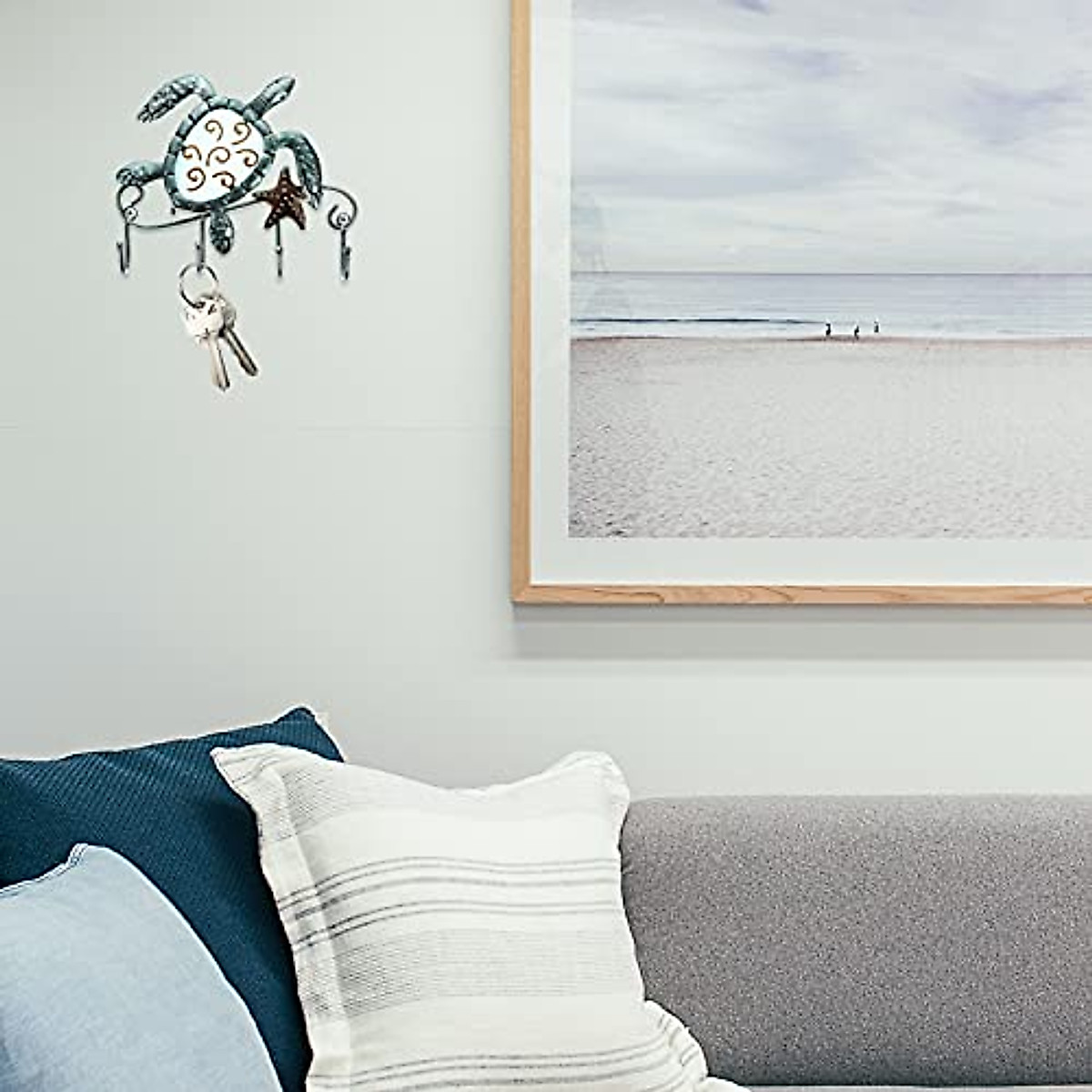 Garneck Rustic Iron Wall Hooks Key Rack Holder Metal Sea Turtle Wall Sculpture Nautical Coastal Wall Hanger Robe Hooks Clothes Hat Coat Towel Hooks for Bedroom Bathroom Kitchen