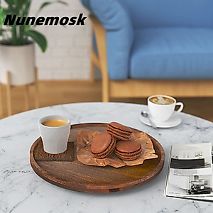 Nunemosk 13" Lazy Susan Turntable Walnut Wood, Kitchen Turntable Storage Food Bin Container for Kitchen Cabinets, Pantry, Refrigerator, Counter top (Walnut Wood)