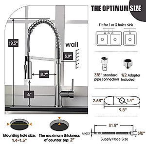 APPASO Commercial Kitchen Faucet Pull Down Sprayer with Soap Dispenser - Stainless Steel Brushed Nickel High Arc Tall Modern Single Handle Spring Kitchen Sink Faucet with Pull Out Spray