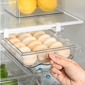 Cool Cook Refrigerator Organizer Bins with Handle, Pull-Out Fridge Drawer Organizer, Freely Pullable Refrigerator Storage Box with.Fridge Egg Drawers