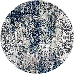 Rugs.com Gossamer Collection Rug – 5 Ft Round Navy Blue Medium Rug Perfect for Kitchens, Dining Rooms