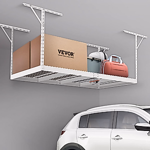VEVOR Overhead Garage Storage Rack, 4x8 Garage Ceiling Storage Racks, Heavy Duty Adjustable Cold Rolled Steel Racks for Garage Storage, Organization, 600 lbs Load Capacity, 22''-40"