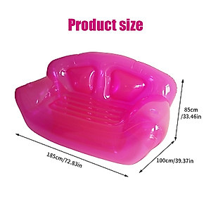 AQQHSAIN Transparent Inflatable Sofa Seat Clear Double Person Sofa Pink Blow Up Chairs Portable Camping Yard Couchs Air Sofa Patio Blow Up Furniture for Camping Outdoor Beach