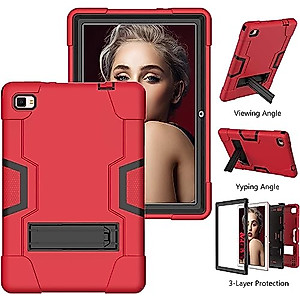 Kebiory Shockproof Rugged Hybrid with Screen Protector Cover for Dragon Touch 102/Blackview Tab 7/7 Pro/OSCAL Pad 10 Tablet/TECLAST P30S/M40 Plus/M40S/M40 PRO/P20S/P20HD/P40HD (Red/Black,2 Pack)