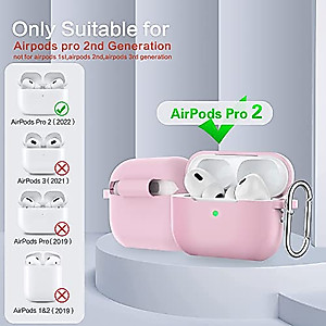 BOBEN AirPods Pro 2nd Generation Case Cover 2022 Silicone AirPods Pro 2 Case Cover with Lanyard and Keychain [Wireless Charging & Front LED Visible] (Pink)