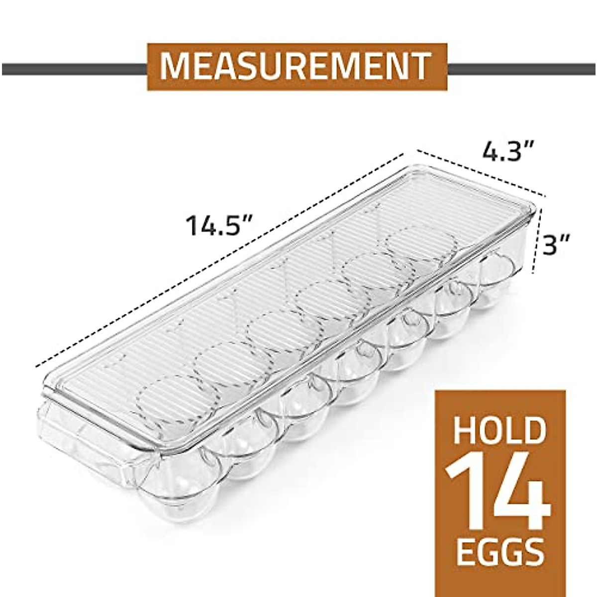 Utopia Home Bundle Pack of 9 Refrigerator Organizers- 1 x 14 slots Egg tray with lid and handle, & 8 drawers (4 x Small & 4 x Large)- Stackable Plastic Storage Racks for Pantry, Kitchen - (Clear)