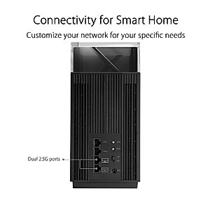 Asus ET12 AXE11000 Whole-Home Tri-Band Mesh WiFi 6E System Coverage up to 610 Sq. Mtr/6,000 Sq. ft.,11Gbps WiFi, 3 SSIDs, Free Security & Parental Controls, Dual 2.5G Ports LAN Aggregation 2 Pack