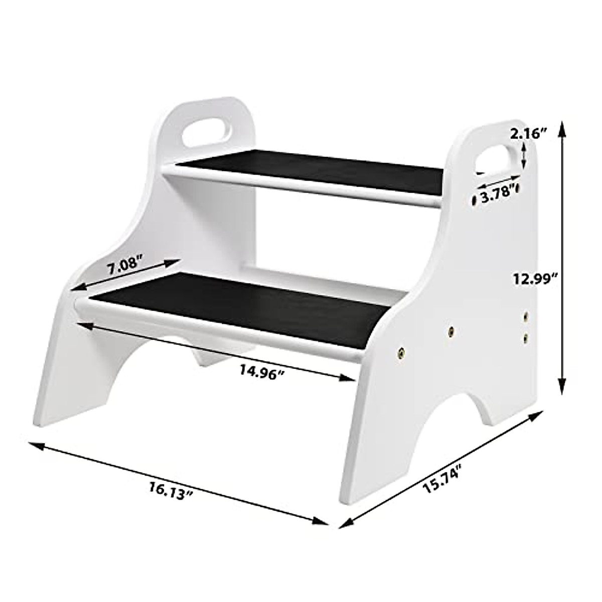 Ollieroo Bamboo 2 Step Stool, Heavy Duty Kids Step Stool with Non-Slip Stepping Surface, Stepping Stool for Kids Adults, Toddler Step Stool for Bathroom Sink Kitchen Counter Bedside(White)