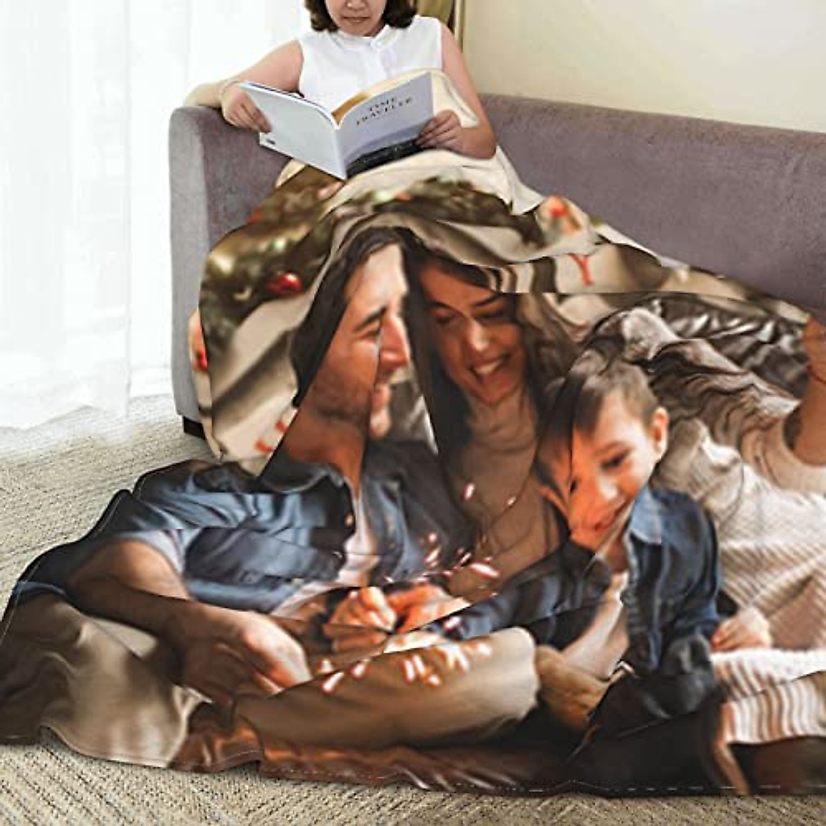 Custom Blanket With Photo Text Personalized Throw Blanket Customized Picture Blanket For Baby Mother Father Adult Friends Lovers Dog Pets Personalized Gift Flannel Blanket Birthday Halloween Christmas