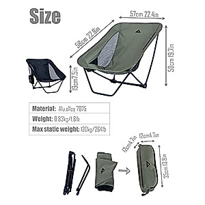 iClimb Low Ultralight Compact Camping Folding Chair with Side Pocket and Carry Bag (Black)