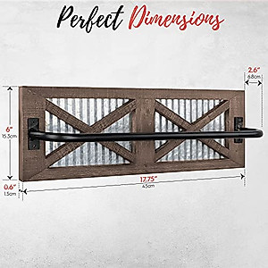 Autumn Alley Farmhouse Rustic Towel Rack Holder - Wood Towel Rack - Farmhouse Towel Holder for Rustic Bathroom and Farmhouse Kitchen Style Décor - 18" Wall Mounted, Set of 2, Rustic Brown