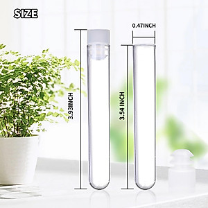 Encyclopediaconsumables 100 Transparent Test Tubes With Caps, Plastic Tubes, Plastic Bottles For Scientific Experiments, Party Supplies, Birthdays, Spices, Liquids