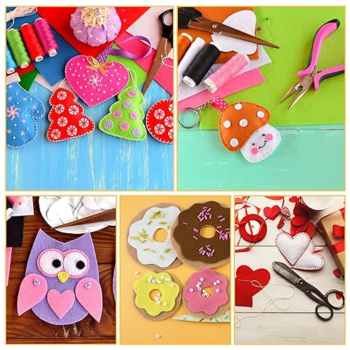 Felt Sheets Fabric, 7" x 11" Felt Fabric for Crafts 10Pcs Halloween Christmas Fabric Fall Felt for DIY and Sewing Projects (White)