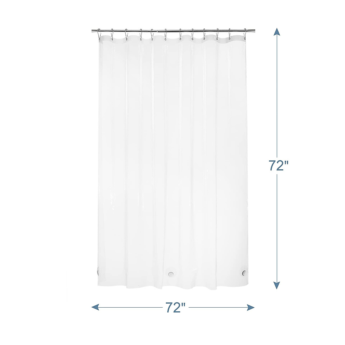 AmazerBath Heavy Duty Shower Curtain Liner 12 Gauge, 72 x 72 Inches Clear Shower Curtain Liner with 3 Clear Stones and 12 Grommet Holes, Weighted Plastic Shower Liner