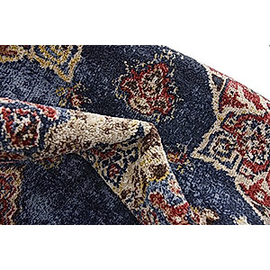 Unique Loom Utopia Collection Traditional Classic Vintage Inspired Area Rug with Warm Hues, 2 ft 7 in x 10 ft, Navy Blue/Burgundy