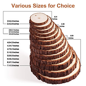 Fuyit Unfinished Wood Slices with No Hole, 30 Pcs 2.8-3.1 Inches Natural Wooden Circles with Bark for DIY Crafts, Christmas Ornament, Decoration