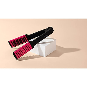 Diane Ceramic Straightening Brush with Nylon Bristles for Smoothing and Styling Thick Coarse Hair, Double-Sided Hair Straightener Brush