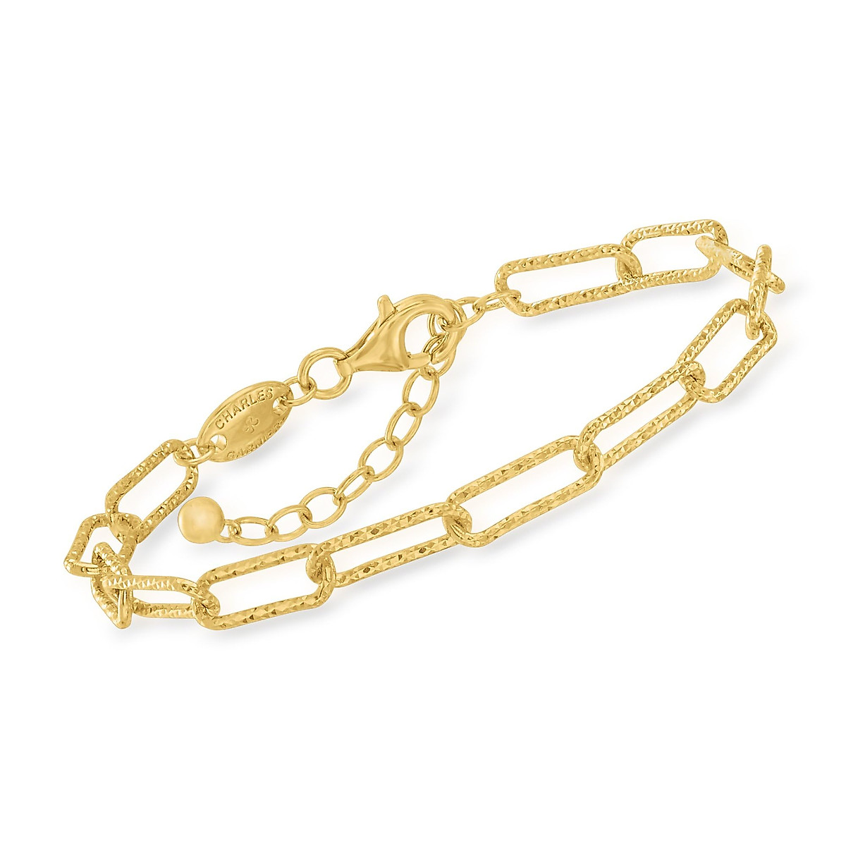 Ross-Simons Charles Garnier 18kt Gold Over Sterling Paper Clip Link Bracelet. 7 inches