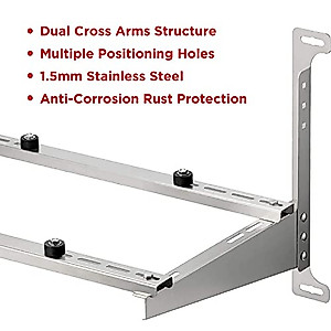 TURBRO Wall Mount Stand for Mini Split Ductless Air Conditioner Heat Pump System, Sturdy Aluminum Alloy Bracket w/Dual Cross-Bars, Support Condenser up to 600 lbs (7,000-36,000 BTU)